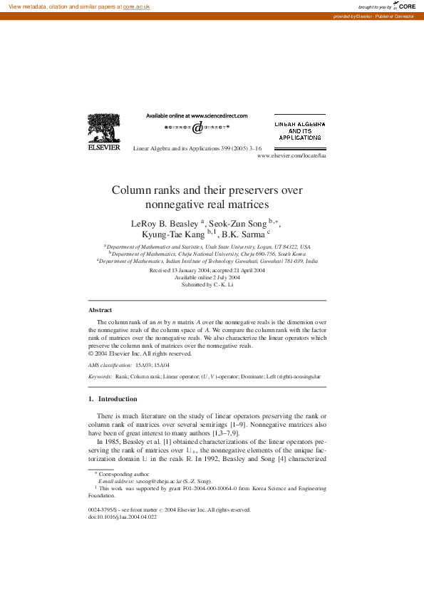 (PDF) Column ranks and their preservers over nonnegative real matrices | Bhaba Sarma - Academia.edu
