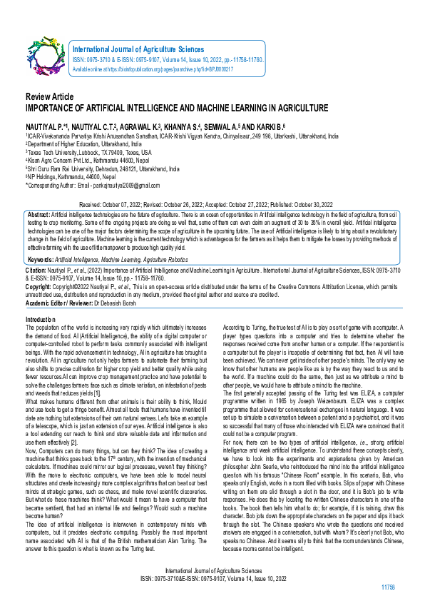 (PDF) IMPORTANCE OF ARTIFICIAL INTELLIGENCE AND MACHINE LEARNING IN ...