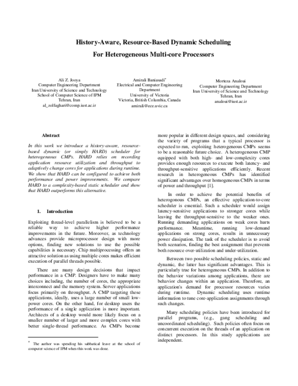 (PDF) History-aware, resource-based dynamic scheduling for heterogeneous multi-core processors