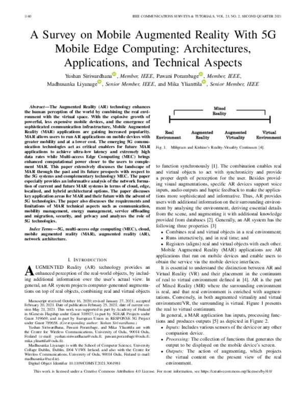 (PDF) A Survey on Mobile Augmented Reality With 5G Mobile Edge Computing: Architectures ...