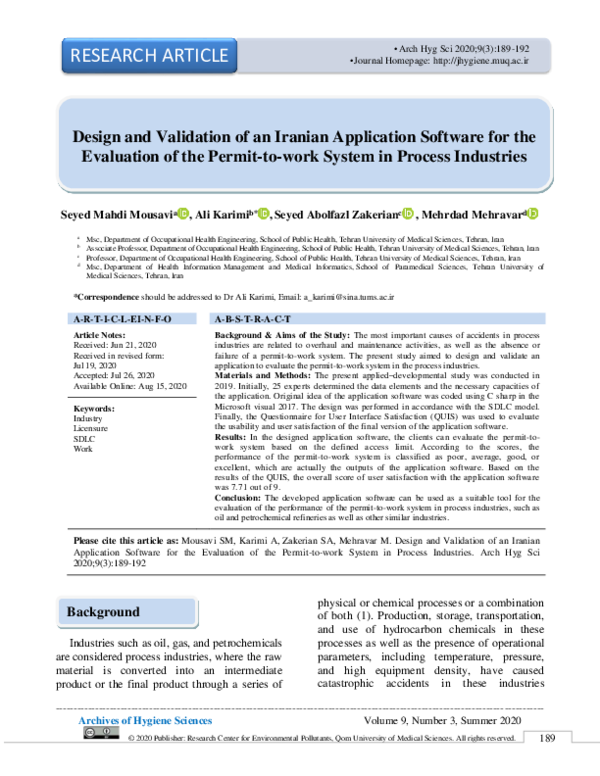 (PDF) Design and Validation of an Iranian Application Software for the ...