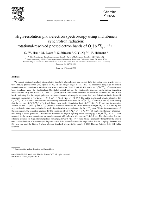 Pdf High Resolution Photoelectron Spectroscopy Using Multibunch