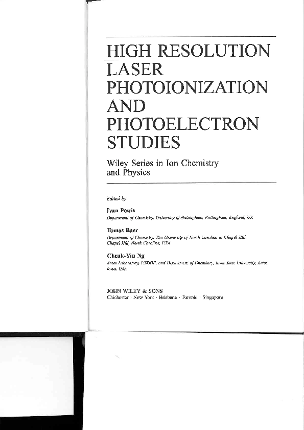 (PDF) High resolution laser photoionization and photoelectron studies ...