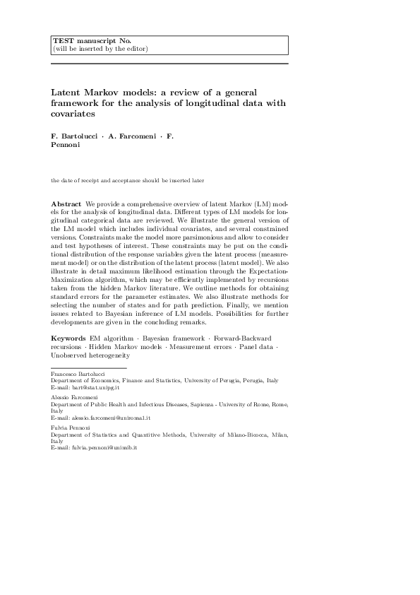 (PDF) recursions · Hidden Markov models · Measurement errors · Panel data