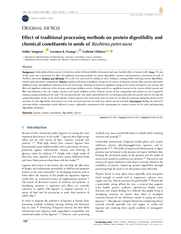 (PDF) Effect of traditional processing methods on protein digestibility ...
