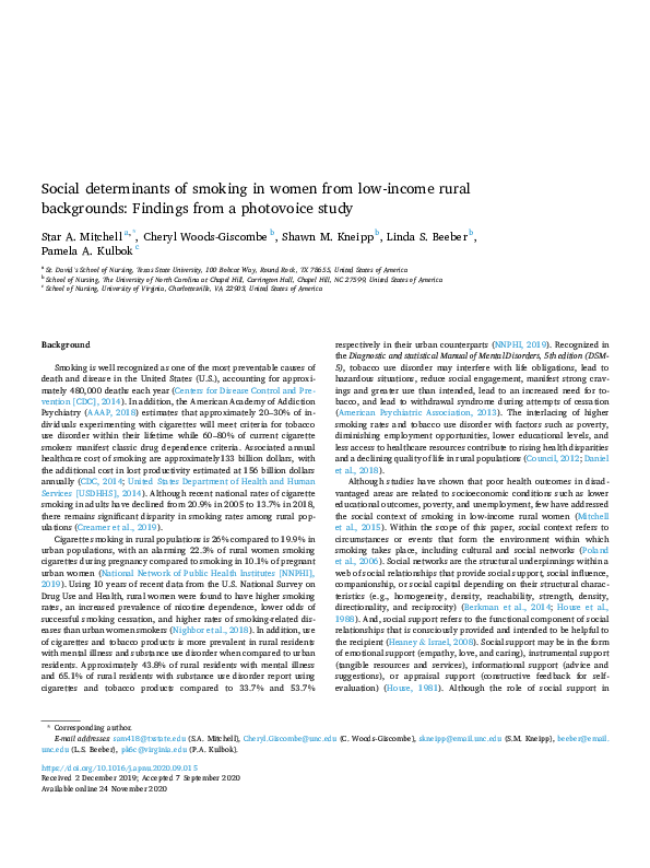 (PDF) Social determinants of smoking in women from low-income rural ...
