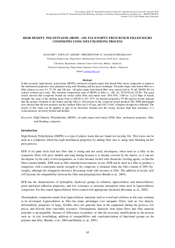 (PDF) High density polyetylene(HDPE)-oil palm empty fruit bunch filled ...