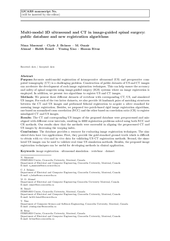 Pdf Multimodal 3d Ultrasound And Ct In Image Guided Spinal Surgery