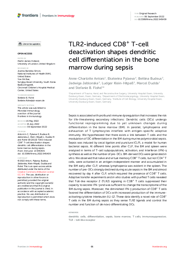 (PDF) TLR2-induced CD8+ T-cell deactivation shapes dendritic cell ...