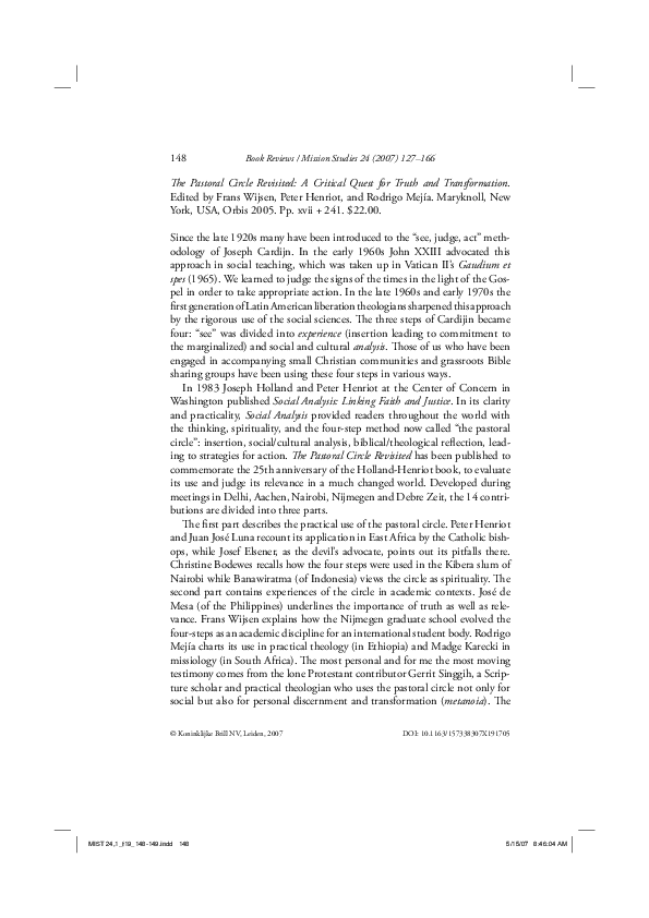 (PDF) The Pastoral Circle Revisited. A Critical Quest for Truth and ...