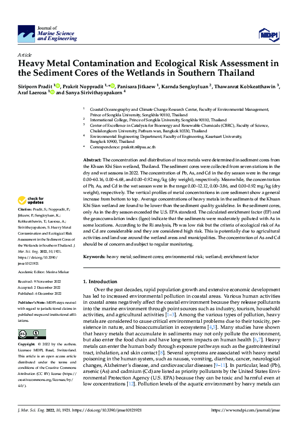 (PDF) Heavy Metal Contamination and Ecological Risk Assessment in the ...