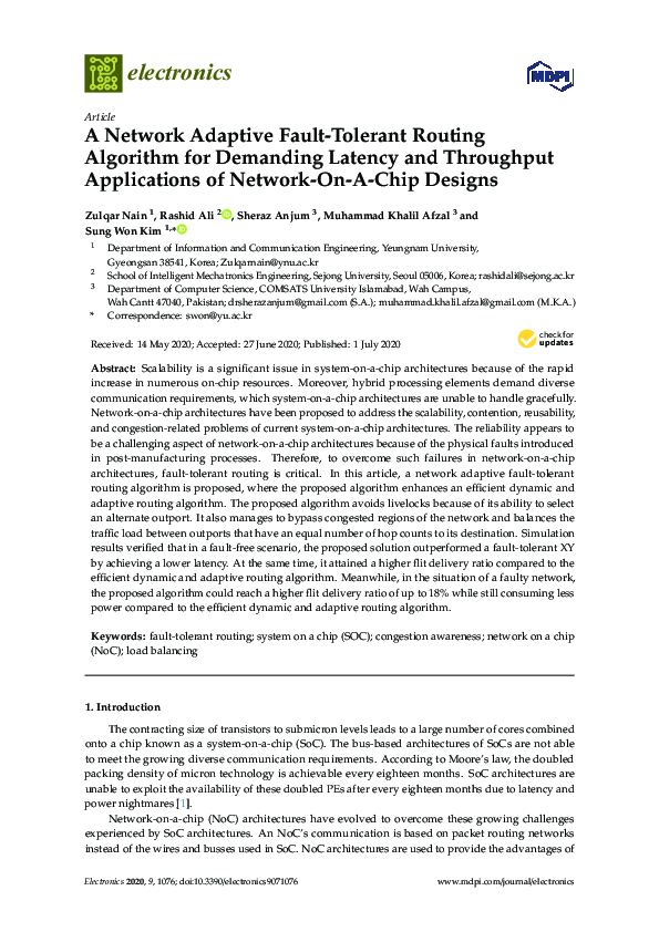 (PDF) A Network Adaptive Fault-Tolerant Routing Algorithm for Demanding Latency and Throughput ...
