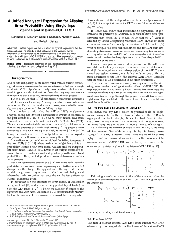 (PDF) A unified analytical expression for aliasing error probability using single-input external ...