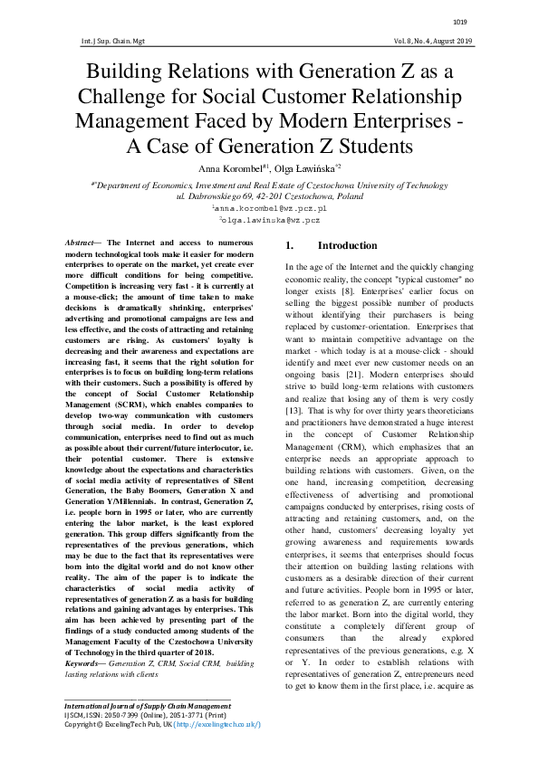 (PDF) Building Relations with Generation Z as a Challenge for Social ...