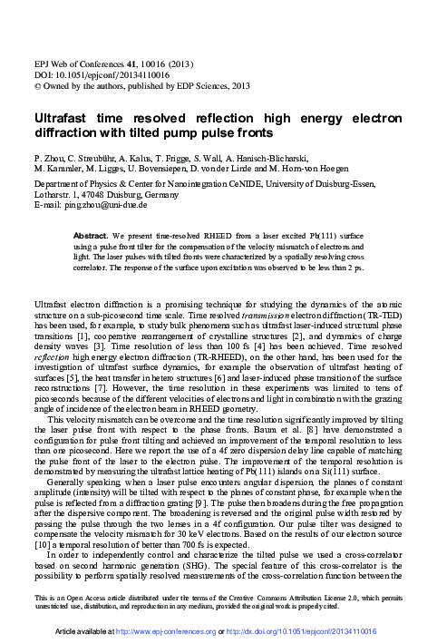 (PDF) Ultrafast time resolved reflection high energy electron ...