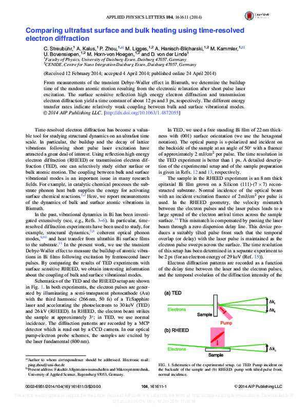 (PDF) Comparing ultrafast surface and bulk heating using time-resolved ...