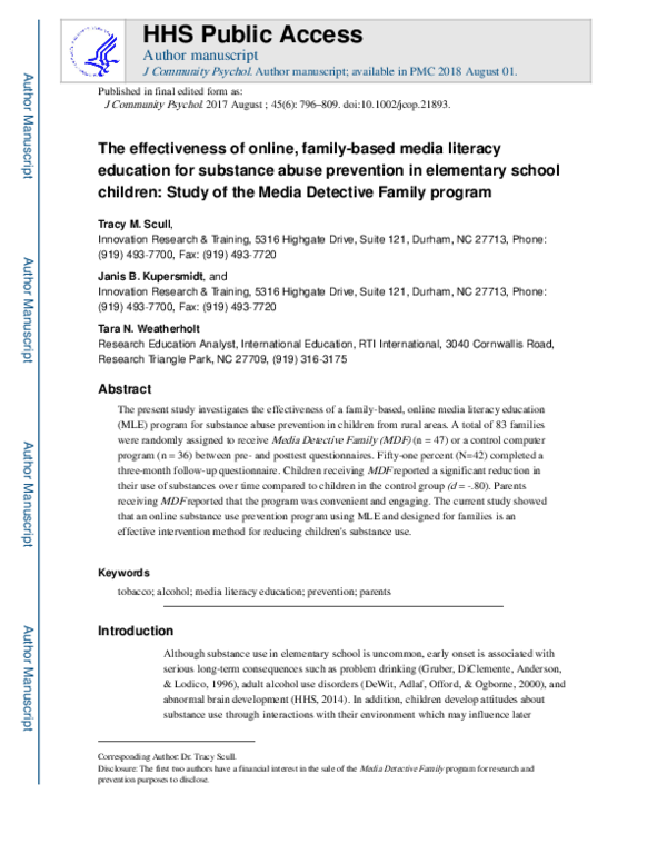 (PDF) The effectiveness of online, family-based media literacy ...