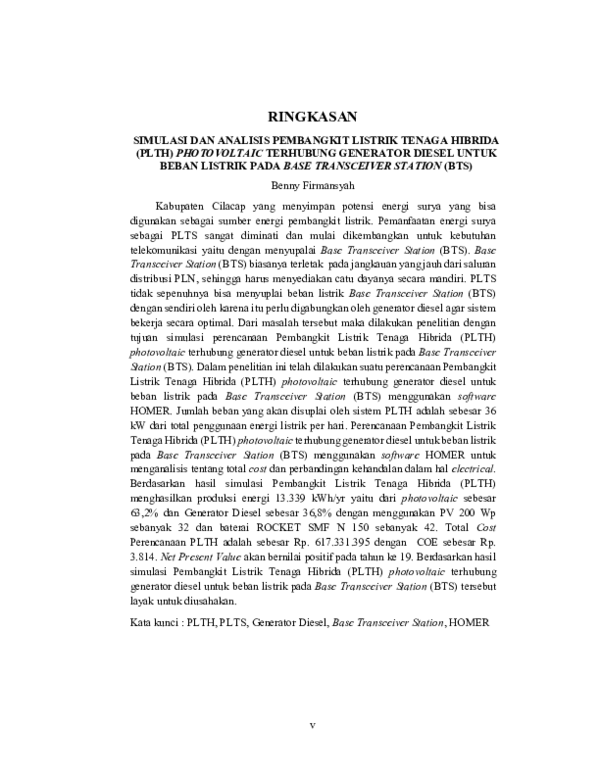 (PDF) Simulasi dan Analisis Pembangkitan Listrik Tenaga Hibrida (PLTH ...