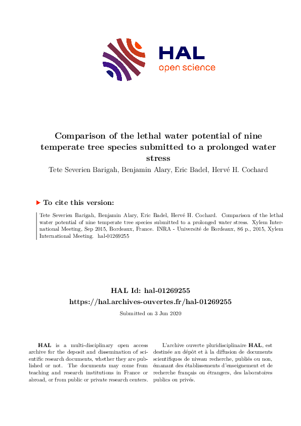 (PDF) Comparison of the lethal water potential of nine temperate tree ...