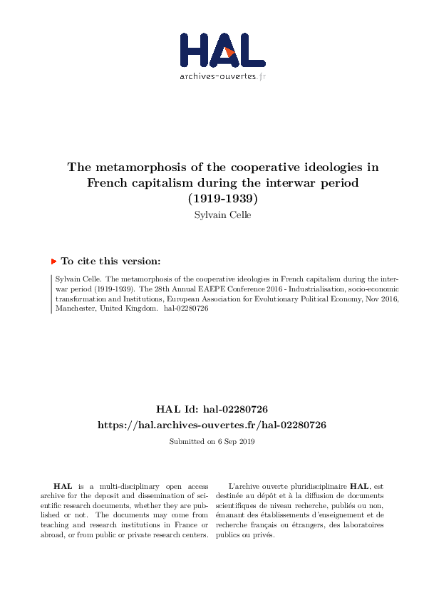 (PDF) The metamorphosis of the cooperative ideologies in French ...