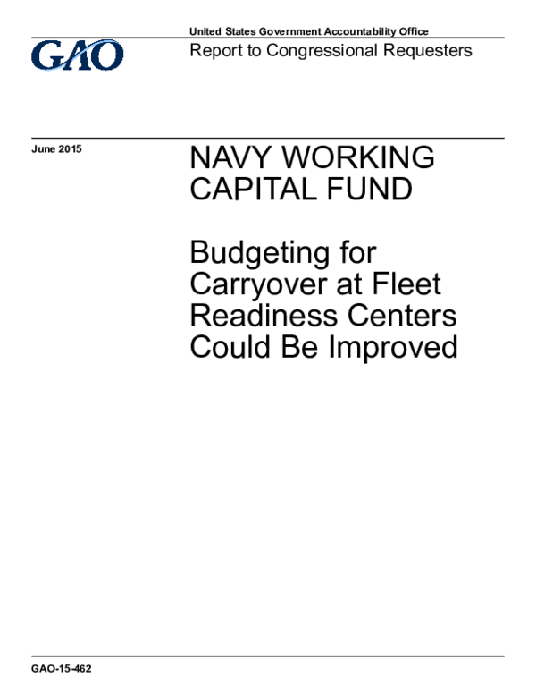 (PDF) Navy Working Capital Fund: Budgeting for Carryover at Fleet ...