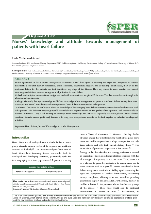 (PDF) Nurses' knowledge and attitude towards management of patients ...