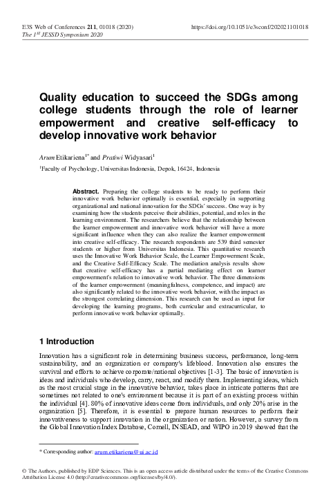 (PDF) Empowering College Students for Innovative Work Behavior