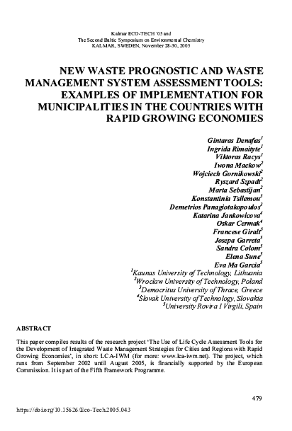(PDF) New waste prognostic and waste management system assessment tools ...