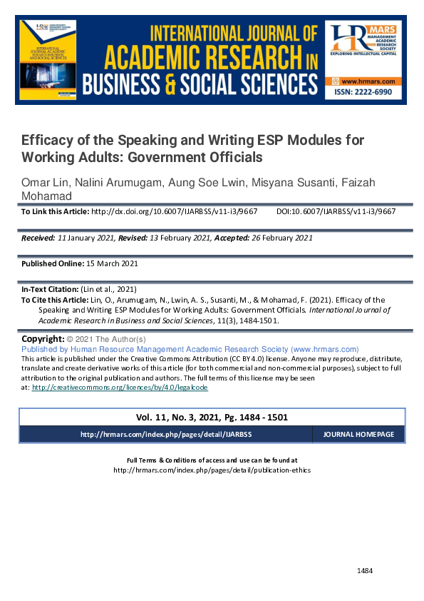 (PDF) Efficacy of the Speaking and Writing ESP Modules for Working ...