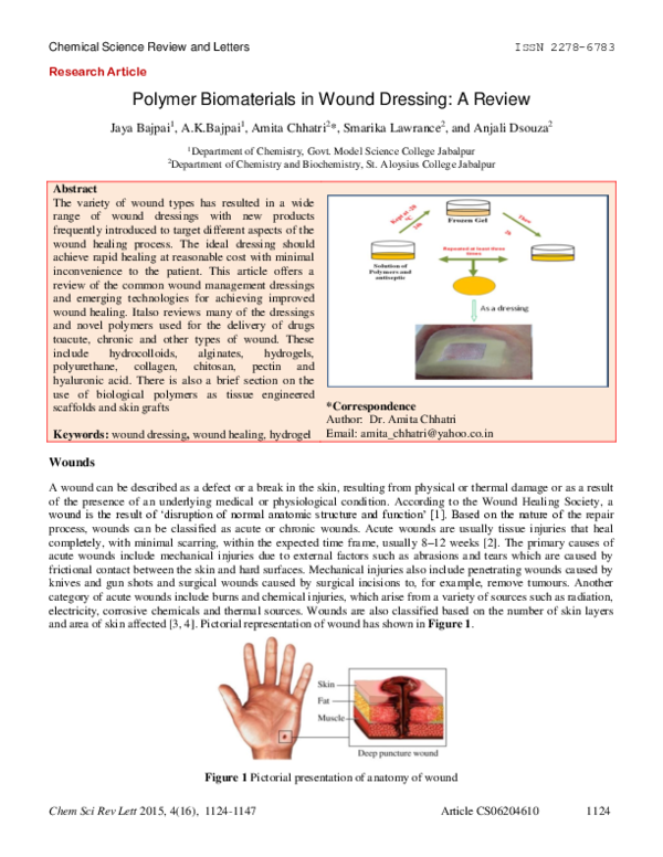 (PDF) Polymer Biomaterials in Wound Dressing: A Review