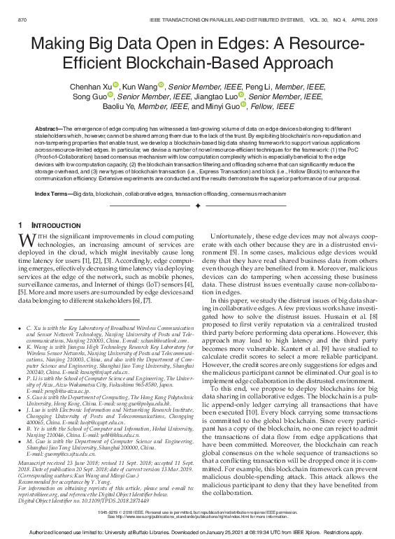 (PDF) Making Big Data Open in Edges: A Resource-Efficient Blockchain ...