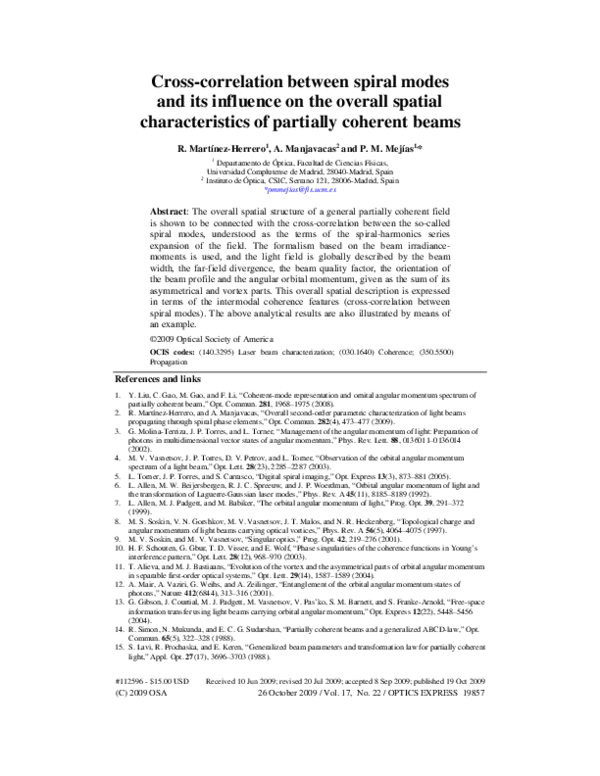 (PDF) Cross-correlation between spiral modes and its influence on the overall spatial ...