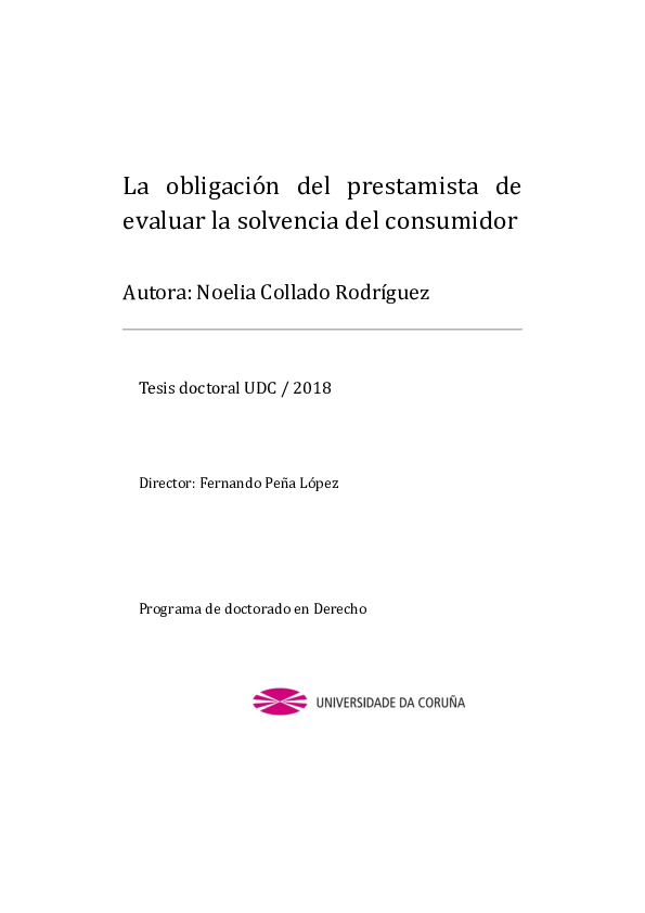(PDF) La obligación del prestamista de evaluar la solvencia del consumidor