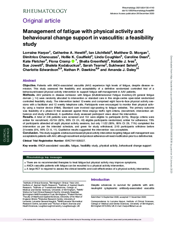 (PDF) Management of fatigue with physical activity and behavioural ...