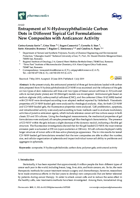 (PDF) Entrapment of N-Hydroxyphthalimide Carbon Dots in Different ...