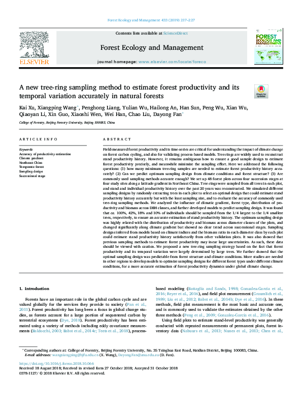 (PDF) A new tree-ring sampling method to estimate forest productivity ...