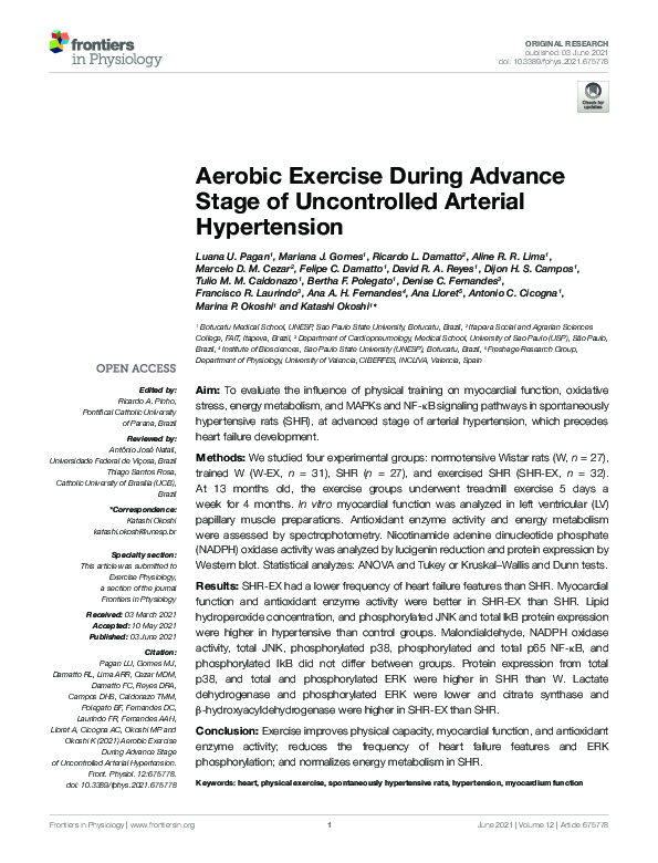 (PDF) Aerobic Exercise During Advance Stage of Uncontrolled Arterial ...