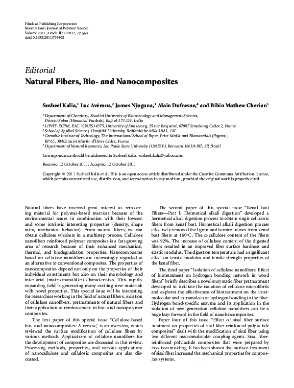 (PDF) Natural Fibers, Bio- and Nanocomposites
