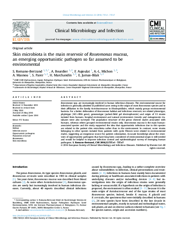 (PDF) Skin microbiota is the main reservoir of Roseomonas mucosa , an ...