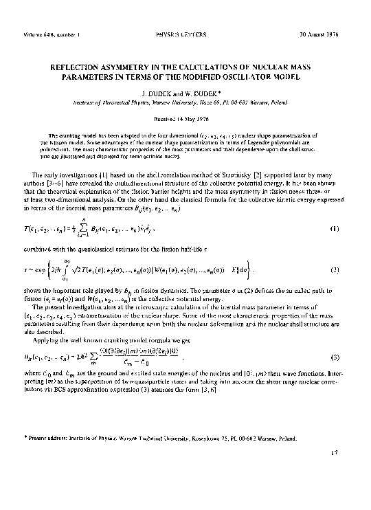 (PDF) Reflection asymmetry in the calculations of nuclear mass ...
