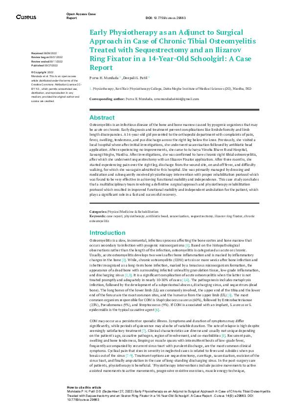 (PDF) Early Physiotherapy as an Adjunct to Surgical Approach in Case of ...