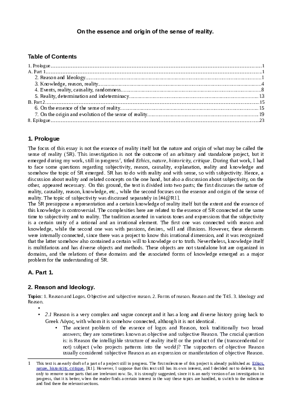 On the essence and origin of the sense of reality.