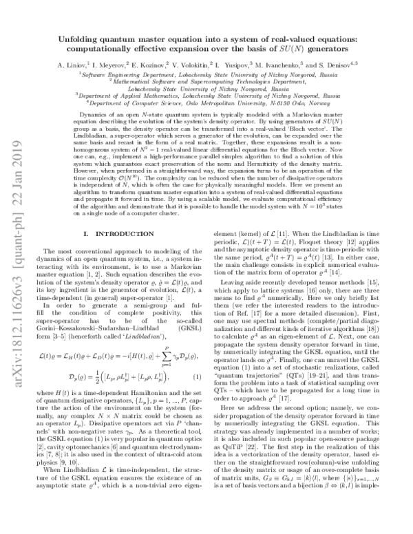 (PDF) Unfolding a quantum master equation into a system of real-valued ...
