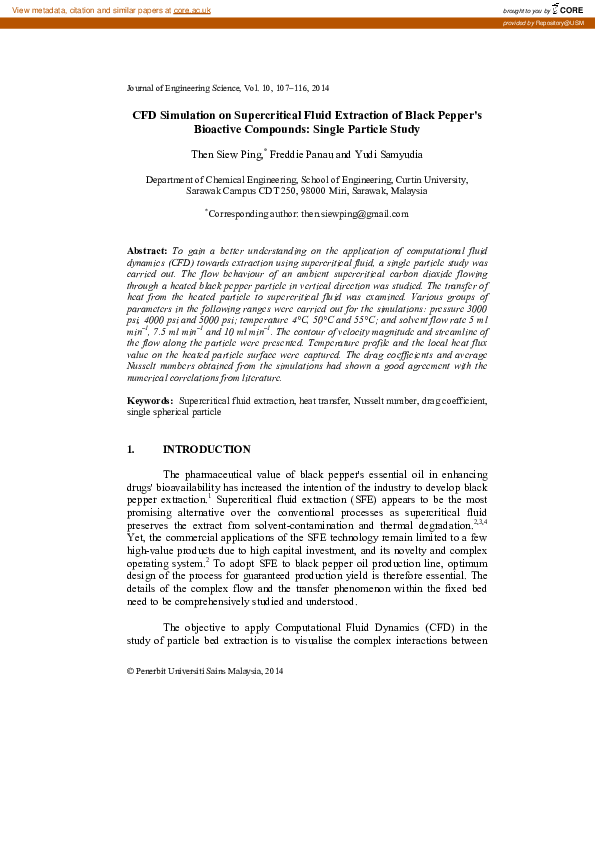 (PDF) CFD Simulation on Supercritical Fluid Extraction of Black Pepper ...