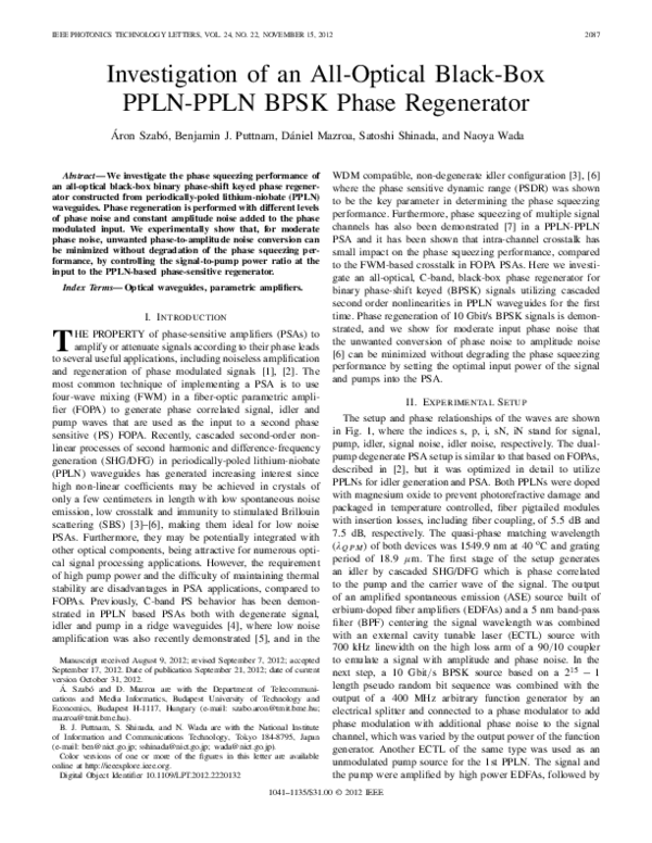 (PDF) Investigation of an All-Optical Black-Box PPLN-PPLN BPSK Phase ...