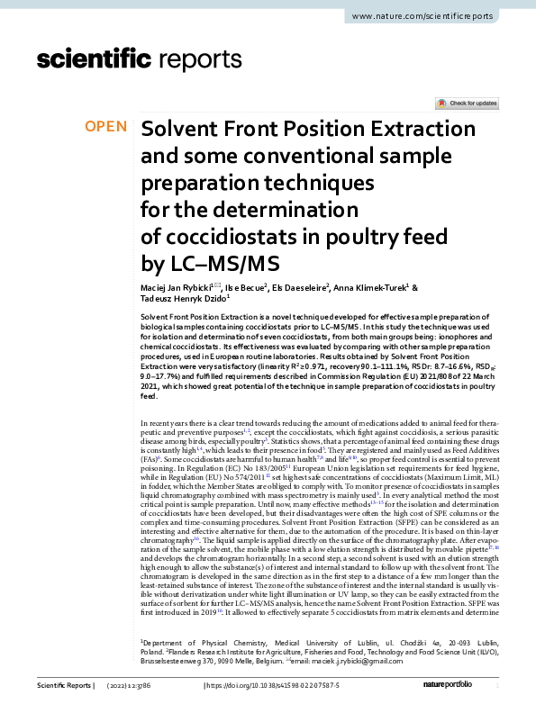 (PDF) Solvent Front Position Extraction and some conventional sample ...