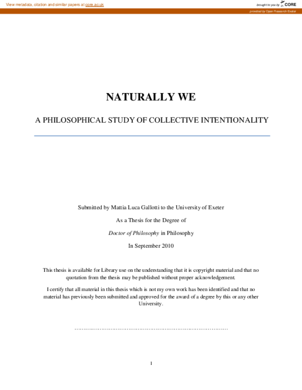 (PDF) Naturally We. A Philosophical Study of Collective Intentionality
