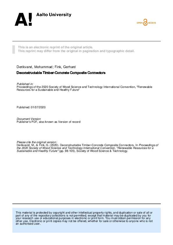 (PDF) Deconstructable Timber-Concrete Composite Connectors