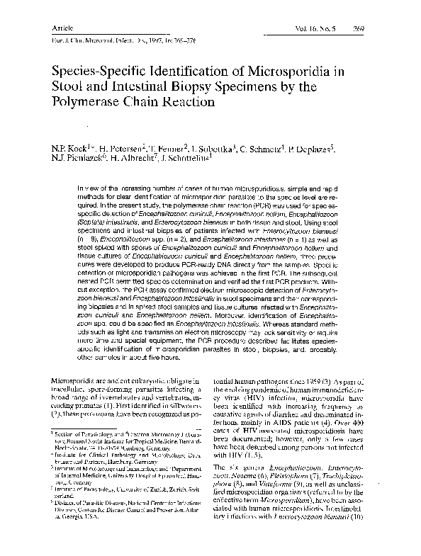 (PDF) Species-specific identification of microsporidia in stool and ...