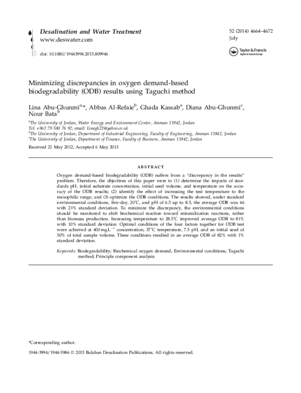 (PDF) Minimizing discrepancies in oxygen demand-based biodegradability (ODB) results using ...
